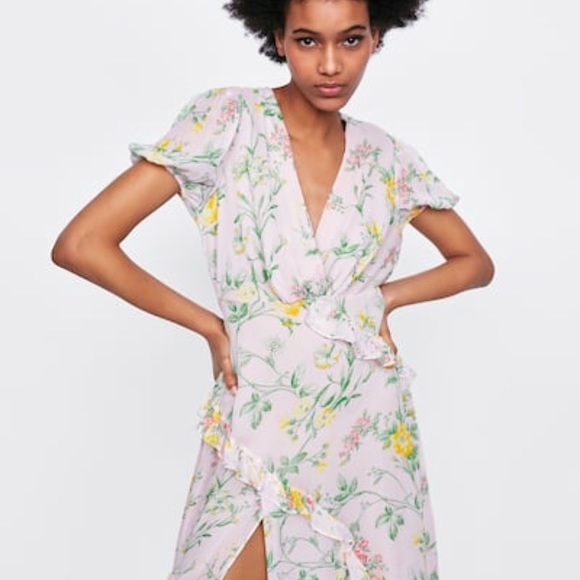 Zara | Dresses | Ruffled Floral Print Dress | Poshmark